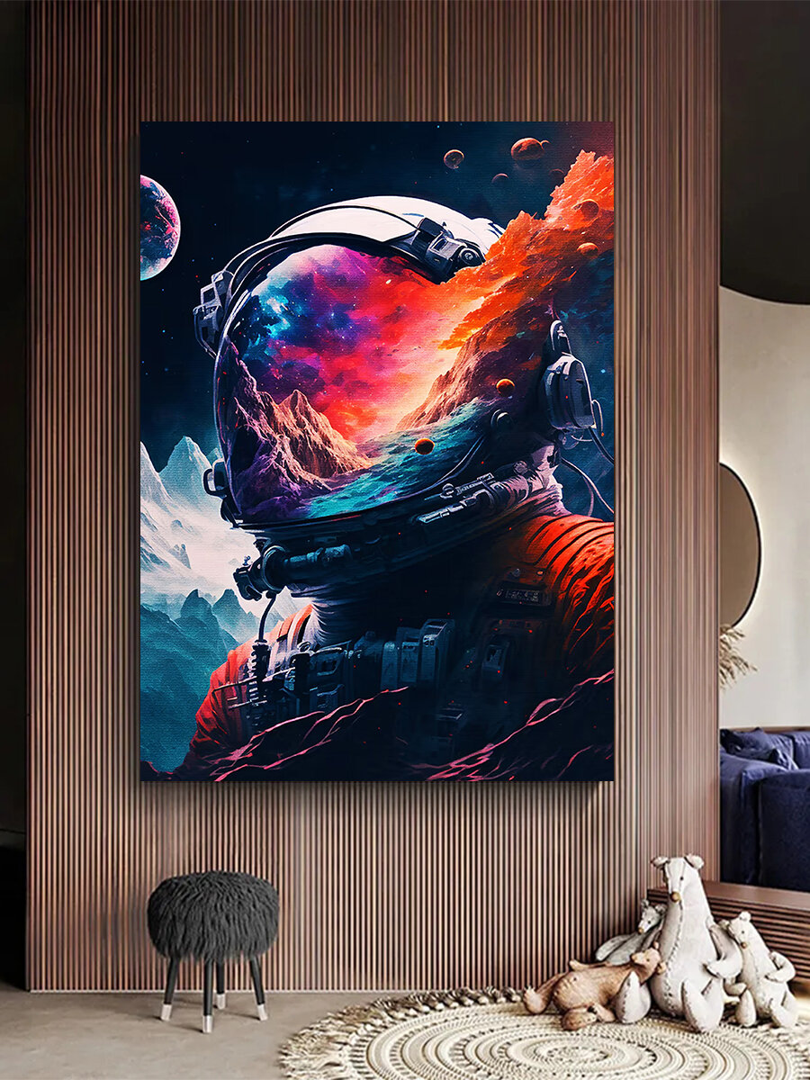 Картина на стену для интерьера - "Космос / Космонавт" , 20х30 см.