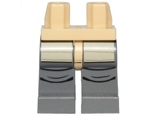 Hips and Dark Bluish Gray Legs with Tan Leggings with Dark Tan Horizontal Lines, Black Creases on Knees Pattern, 970c85pb17 Tan U