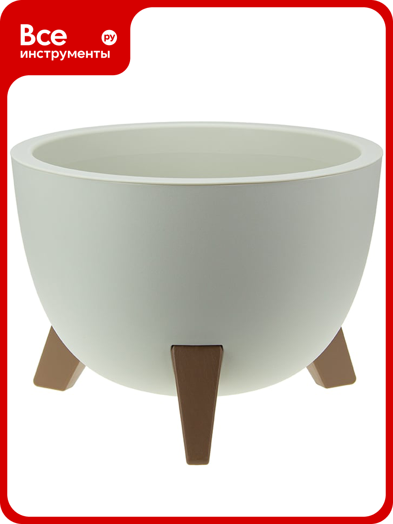 Кашпо IDEA флориан, круглая форма, изготовлено из белого ротанга, предназначено для размещения растений, без автополива