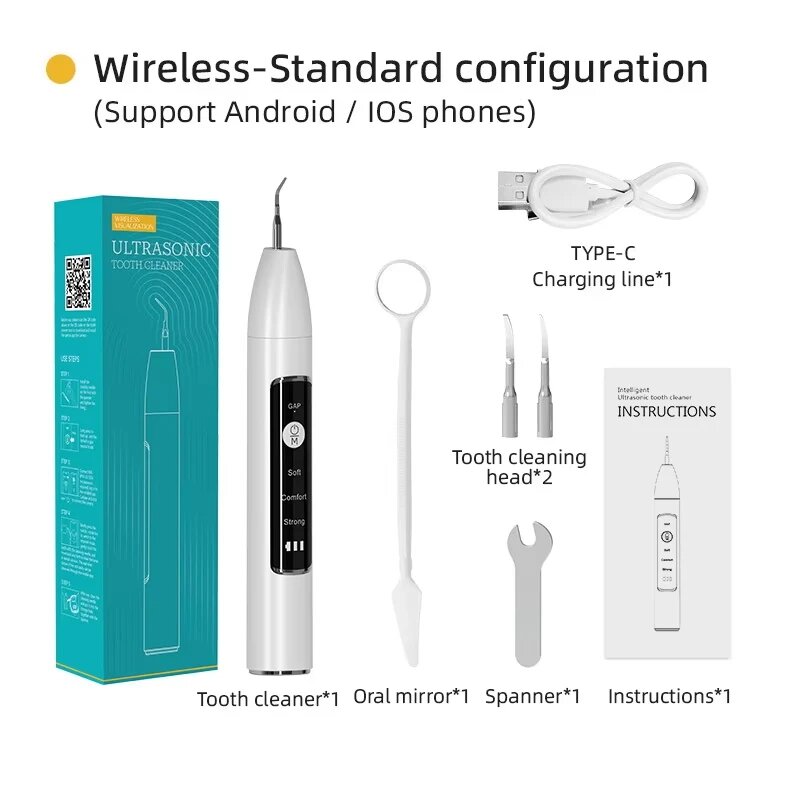 Ультразвуковой набор для чистки зубов Xiaomi YOUPIN с камерой White visual version