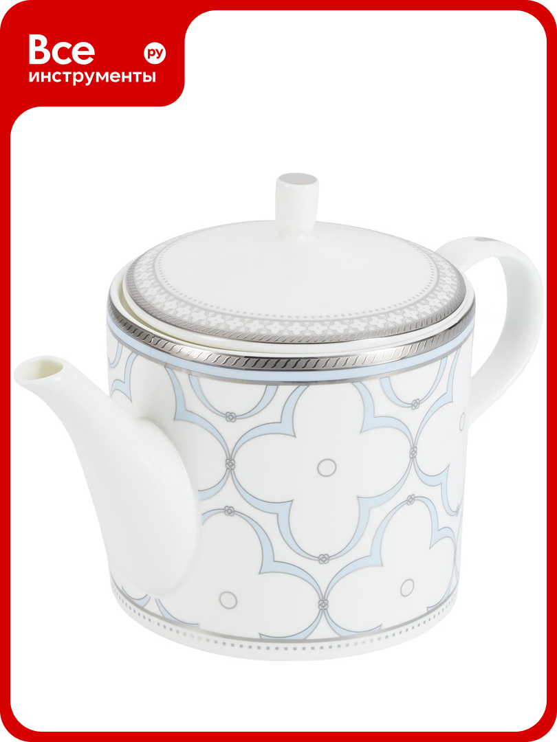 Чайник заварочный GIPFEL PATRICIA 1300 мл, костяной фарфор, белый с голубым 42854 из качественной стали
