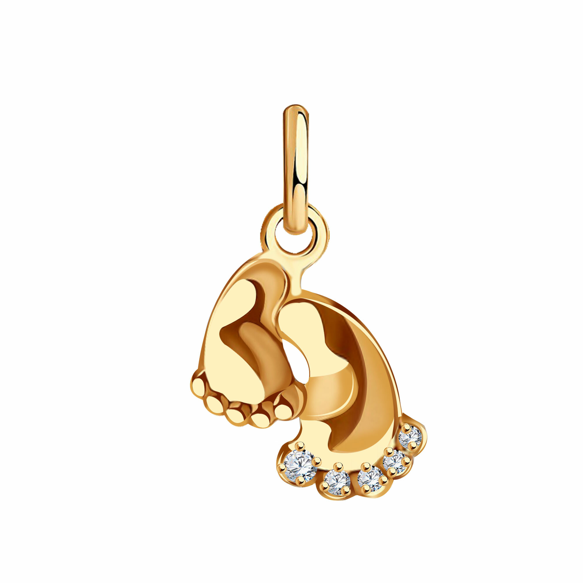 Подвеска, красное золото, 585 проба, фианит