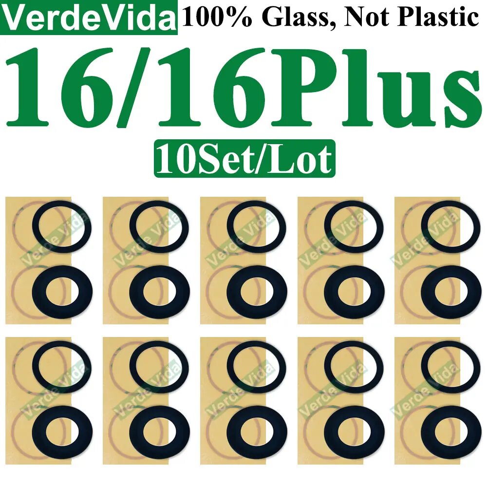 10 комплектов стеклянных линз для задней камеры A+ для iPhone 13 16 Pro Max 13Mini 14Plus 15Plus 15Pro 16Pro 11Pro 13Pro 12Pro 11Pro XS 12ProMax 10Set 16 16Plus