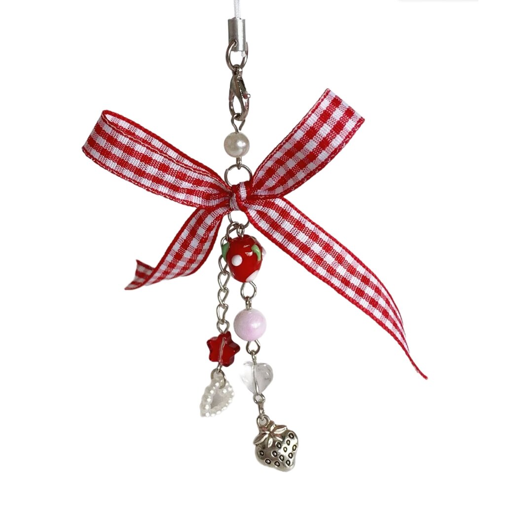 Модный Клубничный Брелок из Бисера для Телефонов и Сумок с Подвеской для Телефона