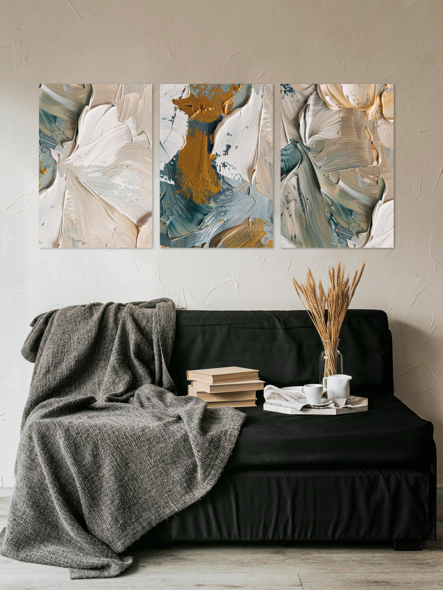 Модульная картина DeFine , абстракция, Мазки краски, 60х120 см, 3 элемента