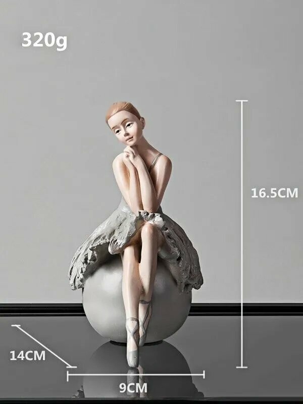 Статуэтка "Балерина", ручная работа, смола, декоративная фигурка, 16,5x9x14 см