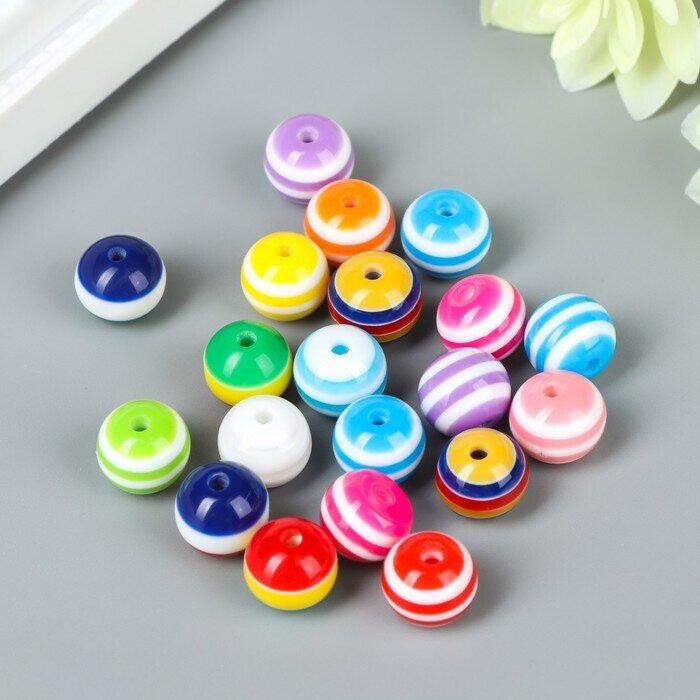 Набор бусин декоративных пластик "Радужные шарики" набор 20 шт 1х1 см