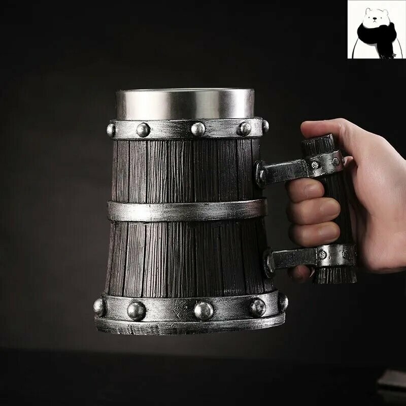 Кружка "Деревянная бочка", имитация, эпоксидная смола, 600мл