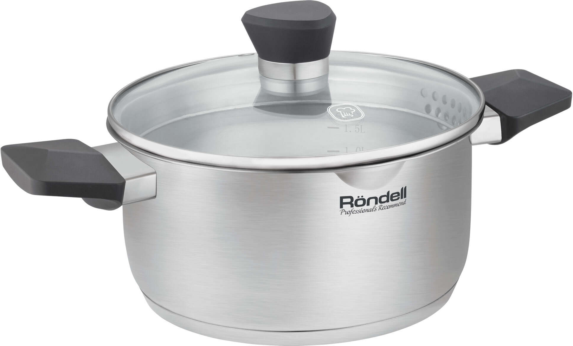 RDS-1948 / Кастрюля 2.8л Rondell Strike Grey Ultra RDS-1948, нержавеющая сталь, с крышкой