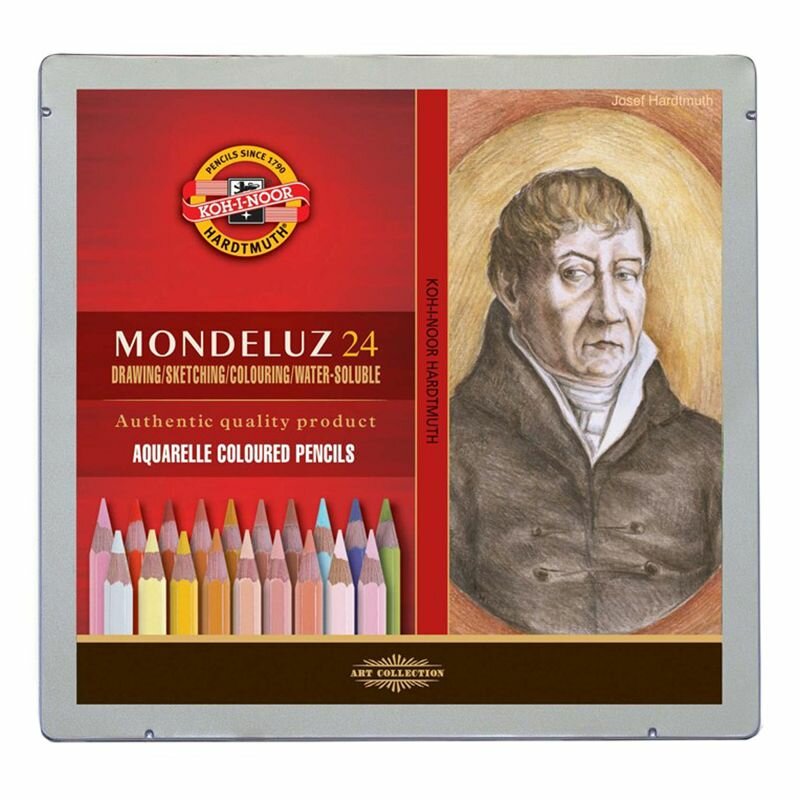 Карандаши акварельные Koh-I-Noor "Mondeluz Portrait 3724", 24цв, заточен, метал. пенал
