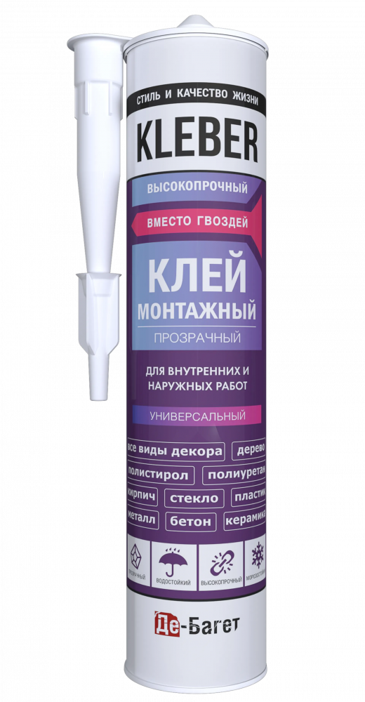 Клей KLEBER Монтажный Прозрачный Де-Багет 300мл.