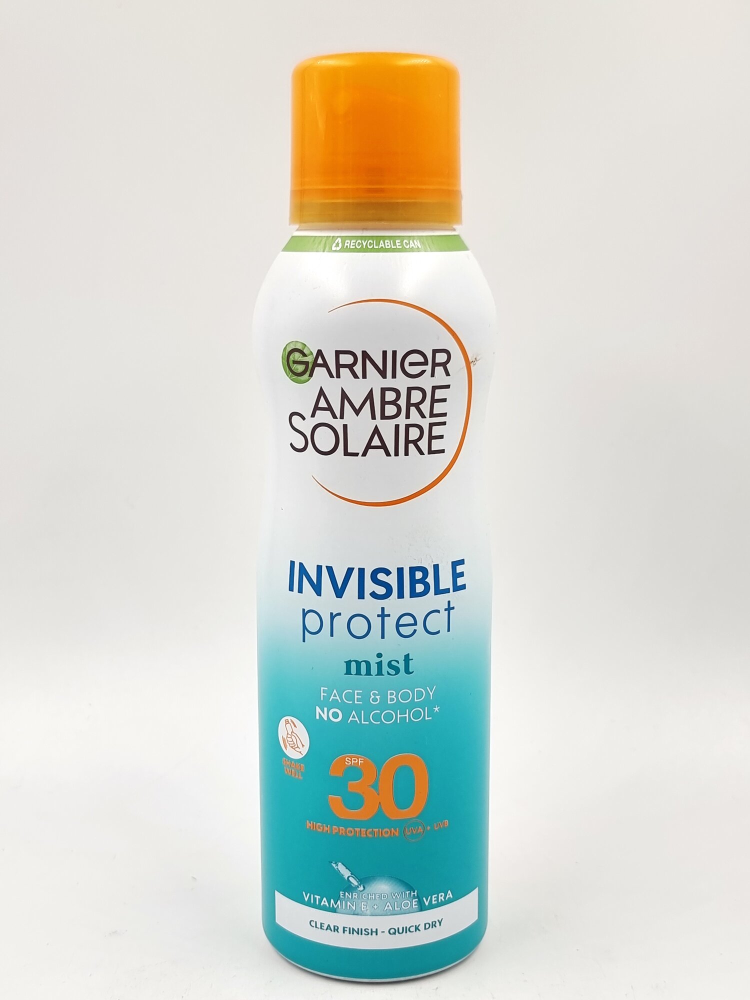 Cолнцезащитный невидимый спрей Garnier Invisible Protect Mist Spf30 с витамином Е и алоэ вера 200 мл (Франция)
