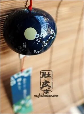 Японские керамические ветряные колокольчики Темно-синий, 15