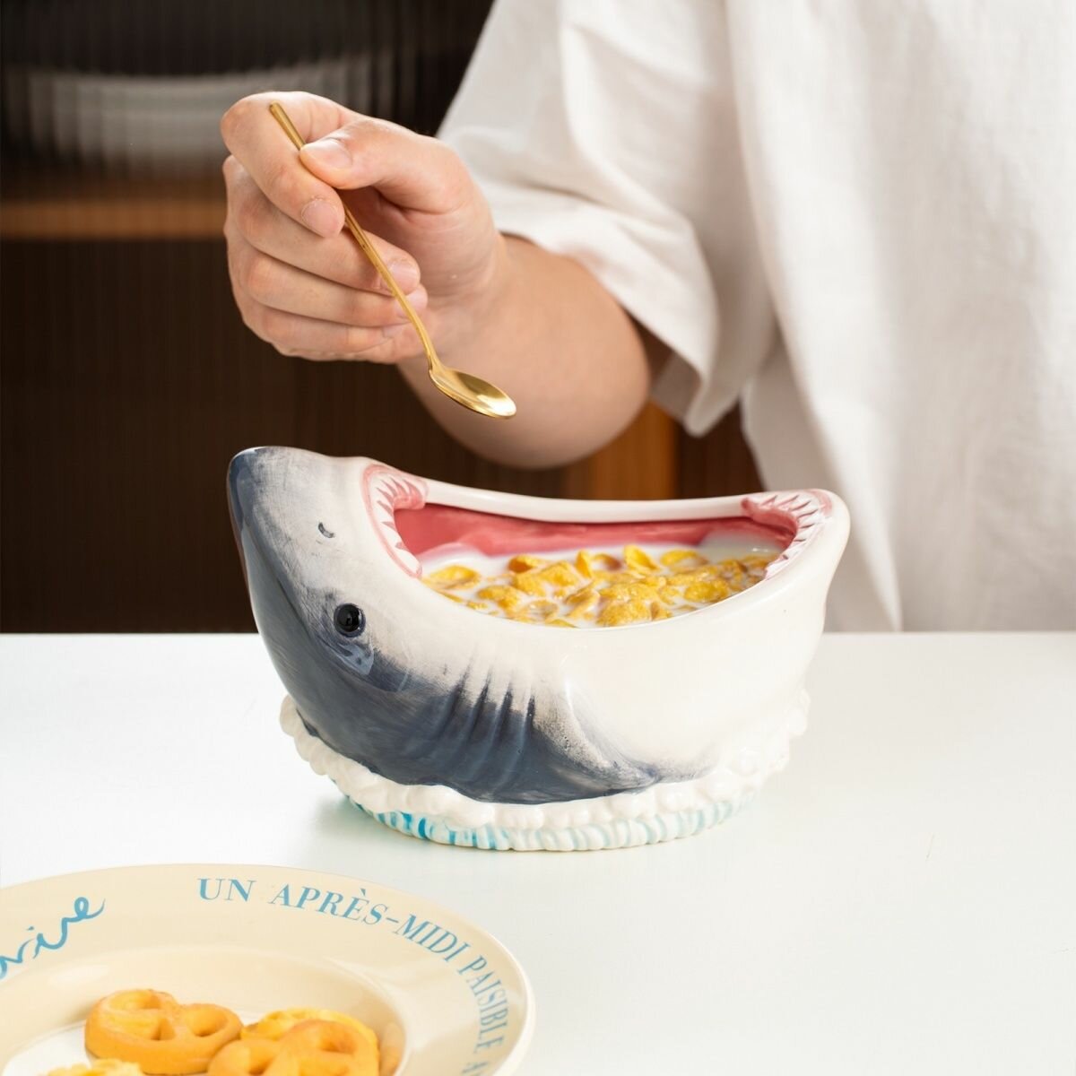 Чаша для акулы с большой пастью, керамика ручной работы, 20*12*10 см