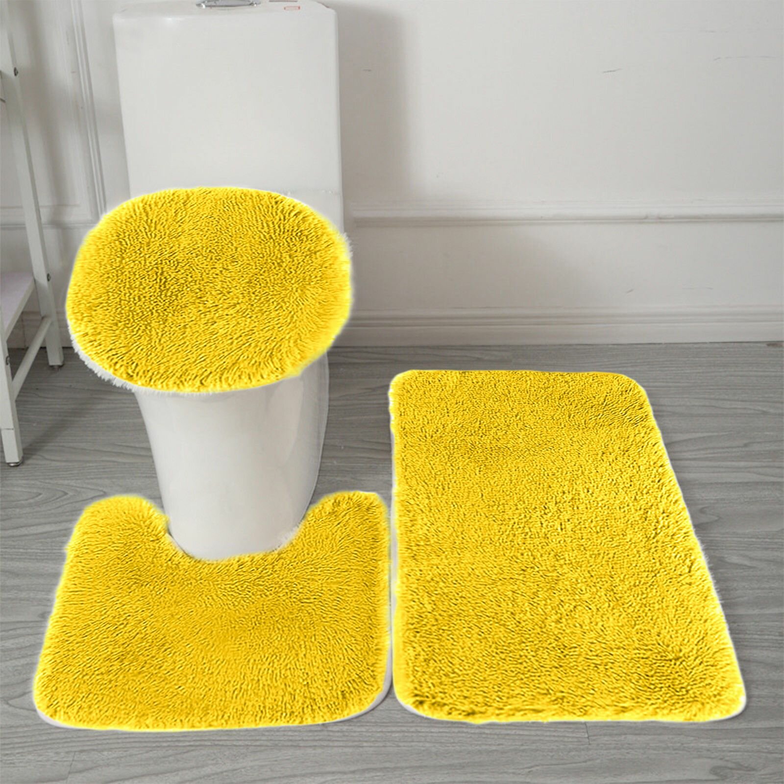 Набор ковриков для ванны, латекс, противоскользящие, жёлтый/белый, V206