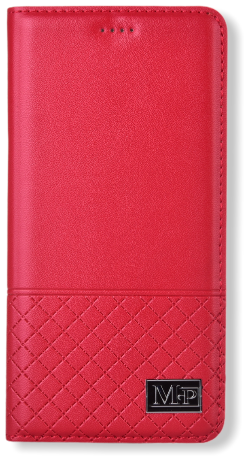 Чехол-книжка MyPads Premium Immagine для Xiaomi 12 Pro из натуральной кожи с элегантной стеганой прошивкой красный