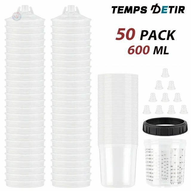 Пневмоаэрограф одноразовый комплект, 600 мл прозрачная чашка для покраски авто, кузовного ремонта и мелких работ