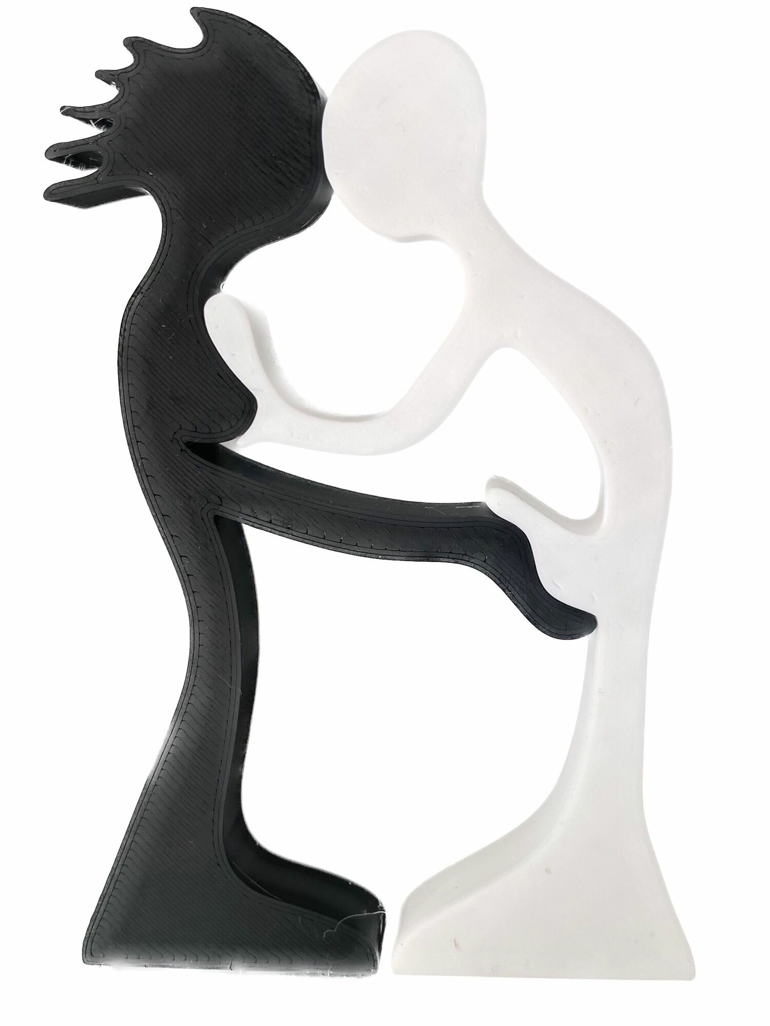 Сувенир Влюбленная пара бело-черная, высота 9 см