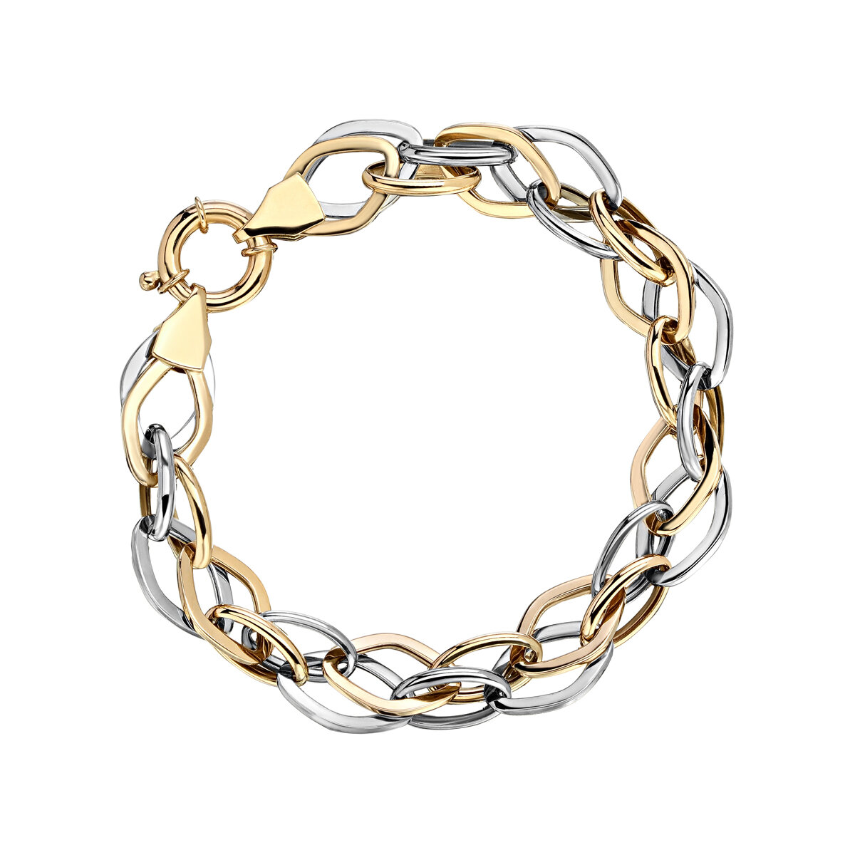 Браслет, комбинированное золото, 585 проба