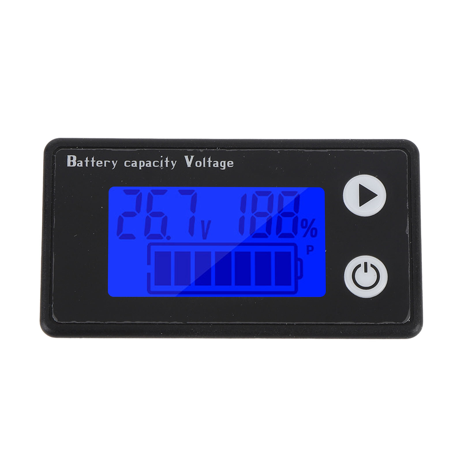 Цифровой вольтметр с ЖК-дисплеем, отображающий напряжение и емкость батареи, диапазон 10-100 В, двухпроводной интерфейс.