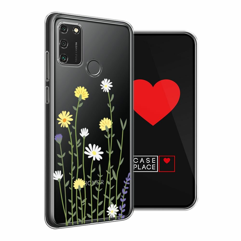 Чехол на Honor 9A / Хонор 9А с принтом "Пучок полевых цветов", прозрачный — фото 1
