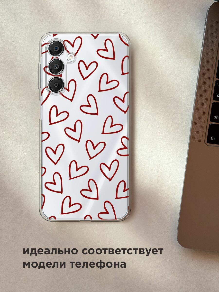 Чехол на Samsung Galaxy A16 / Самсунг А16 с принтом "Little hearts doodles 2 - 14 февраля", прозрачный — фото 1