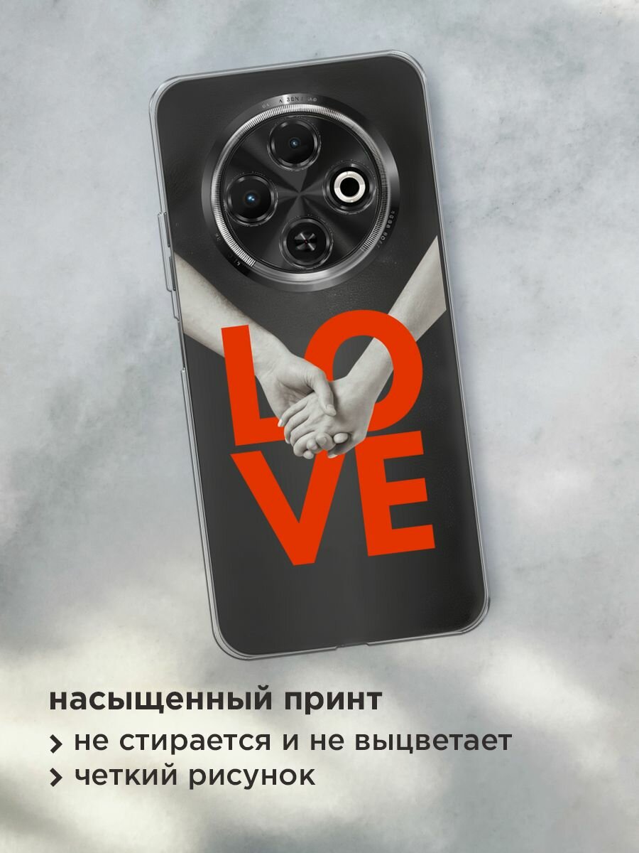 Чехол на Tecno Spark 30C / Текно Спарк 30C с принтом "Love holding hands - 14 февраля", прозрачный — фото 1