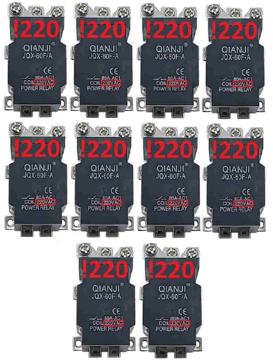 Силовое реле Qianji JQX-60F-A-220 10шт. управление 220VAC, контакты 250В 80А