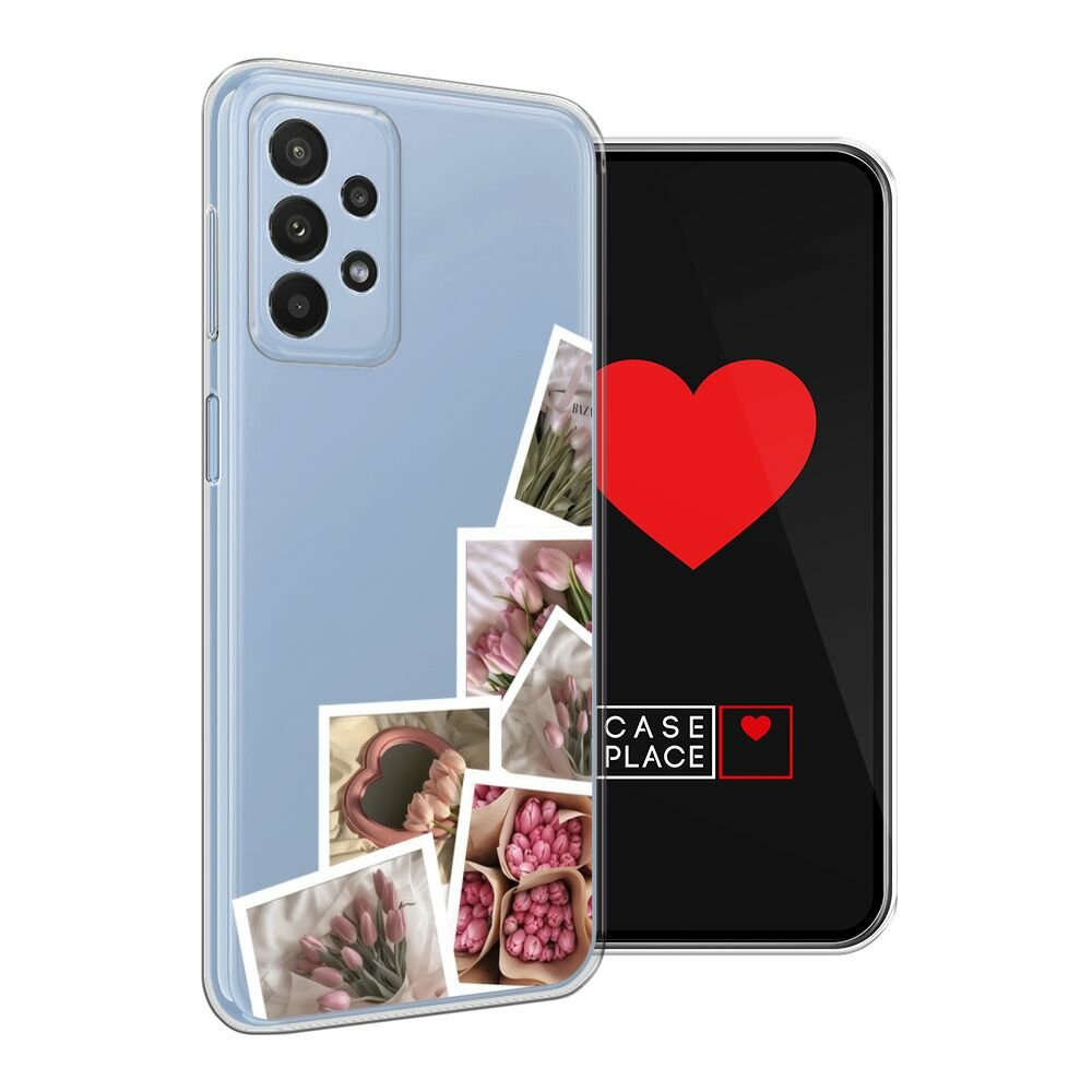 Чехол на Samsung Galaxy A23 / Самсунг Галакси А23 с принтом "Весенние фото - 8 марта", прозрачный — фото 1