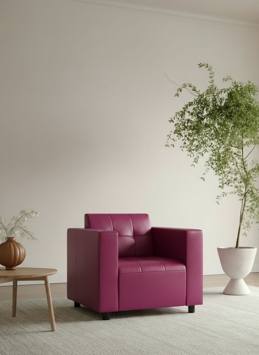 Кресло Альтаир с подлокотниками розовая кожа в офис, дом, салон красоты, прихожую, гостиную, зону ожидания.