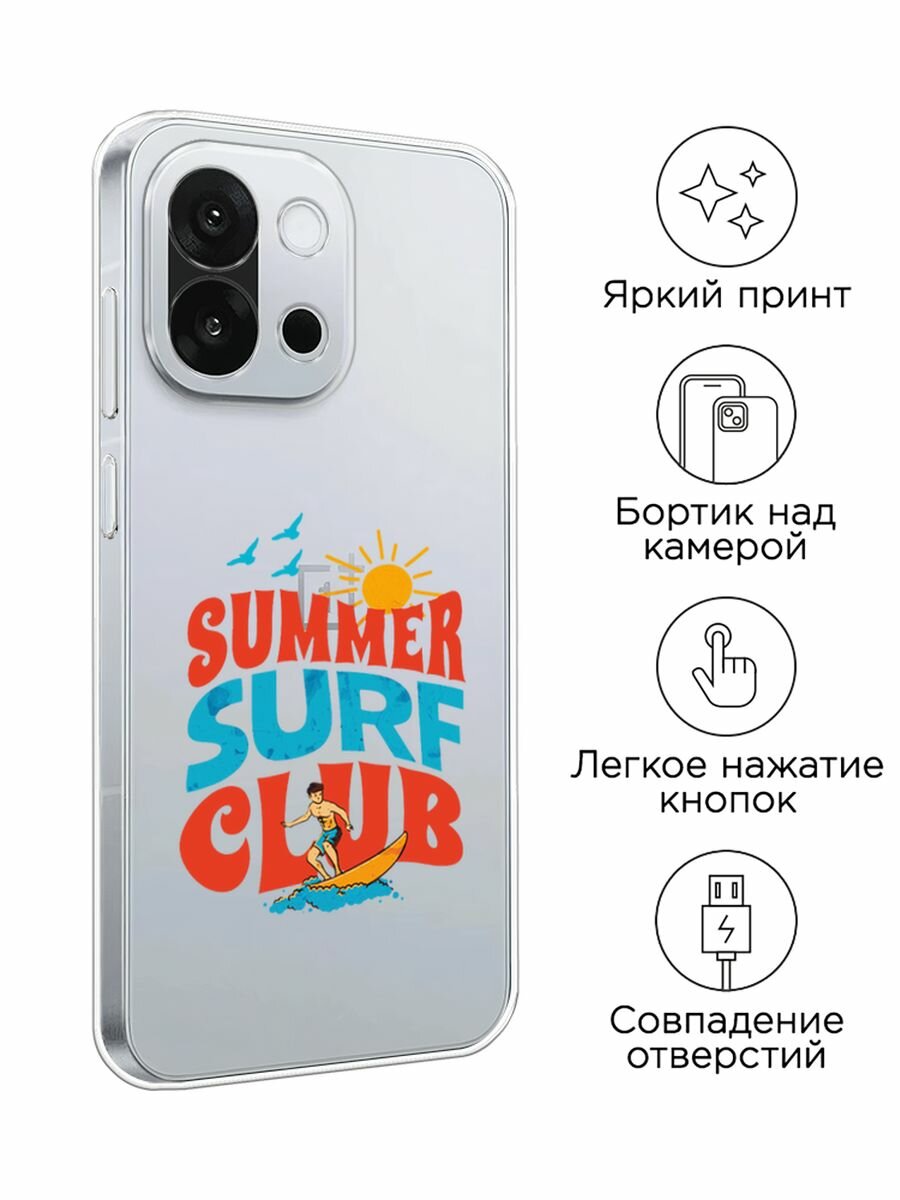 Чехол на OnePlus 13T / Ван Плас 13Т с принтом "Summer surf club", прозрачный — фото 1