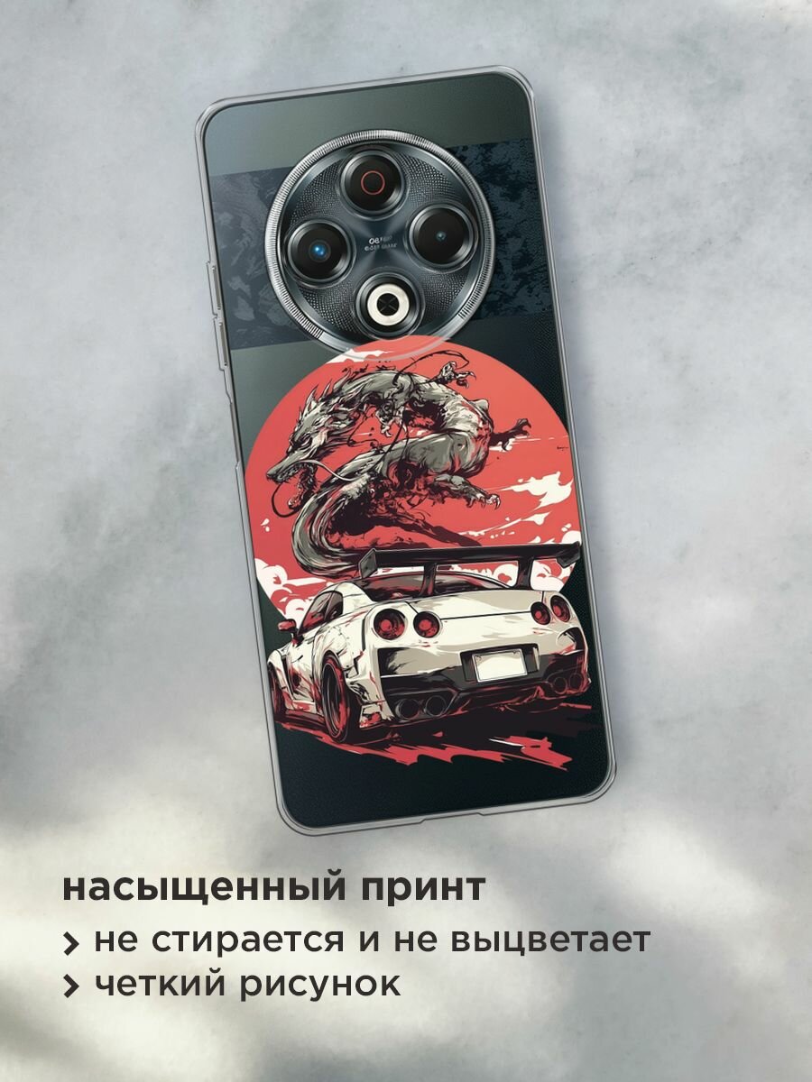 Чехол на Tecno Spark 30 / Текно Спарк 30 с принтом "Car and dragon", прозрачный — фото 1