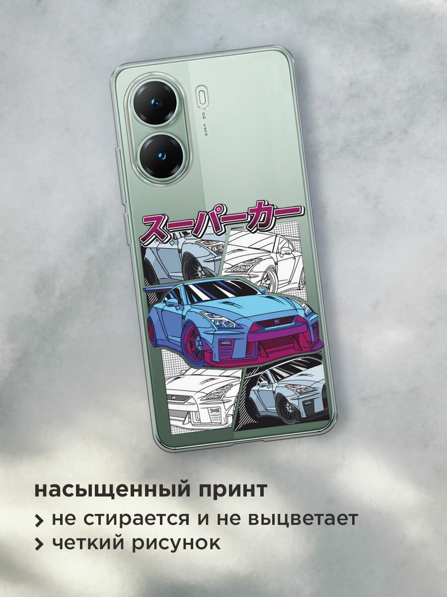 Чехол на Poco X7 Pro / Поко X7 Про с принтом "JDM коллаж", прозрачный — фото 1