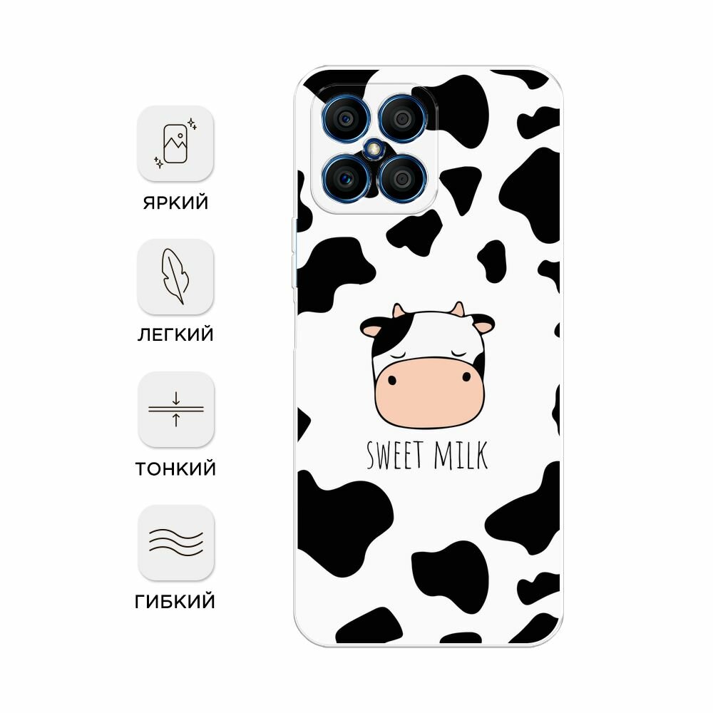 Силиконовый чехол на Honor X8 / Хуавей X8 с принтом Sweet milk — фото 1