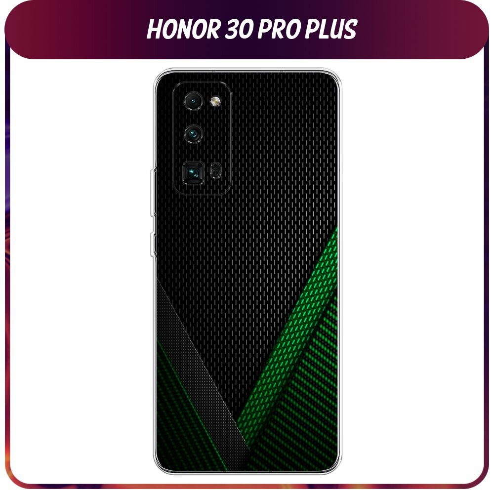Чехол на Honor 30 Pro Plus / Хонор 30 Про Плюс с принтом "Зеленый карбон"