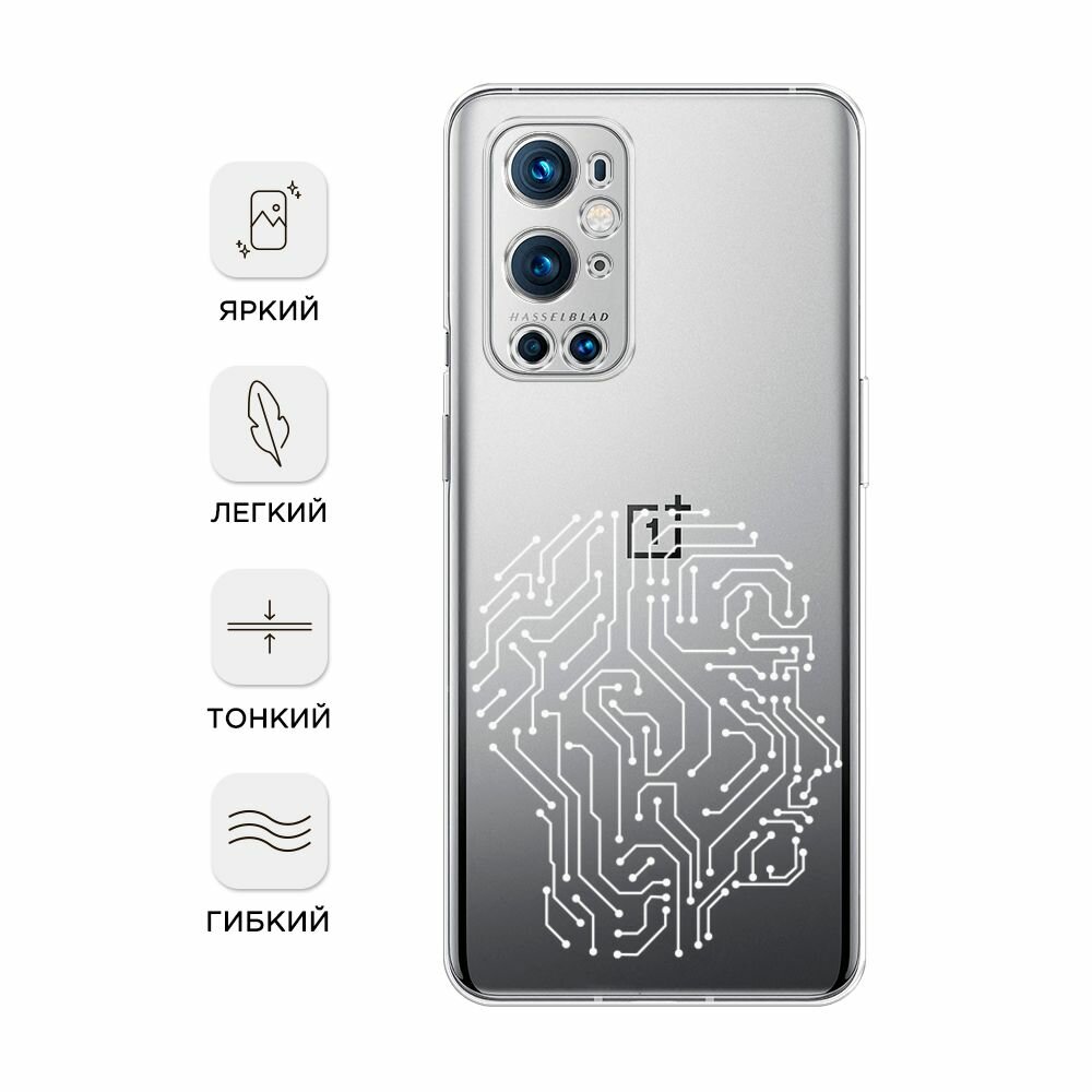 Чехол на OnePlus 9 Pro / ВанПлас 9 Про с принтом Мозг программиста, прозрачный — фото 1