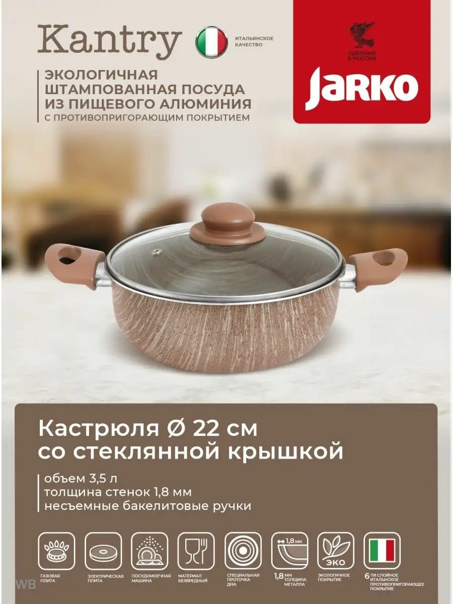 Кастрюля 3,5л с крышкой , антипригарная