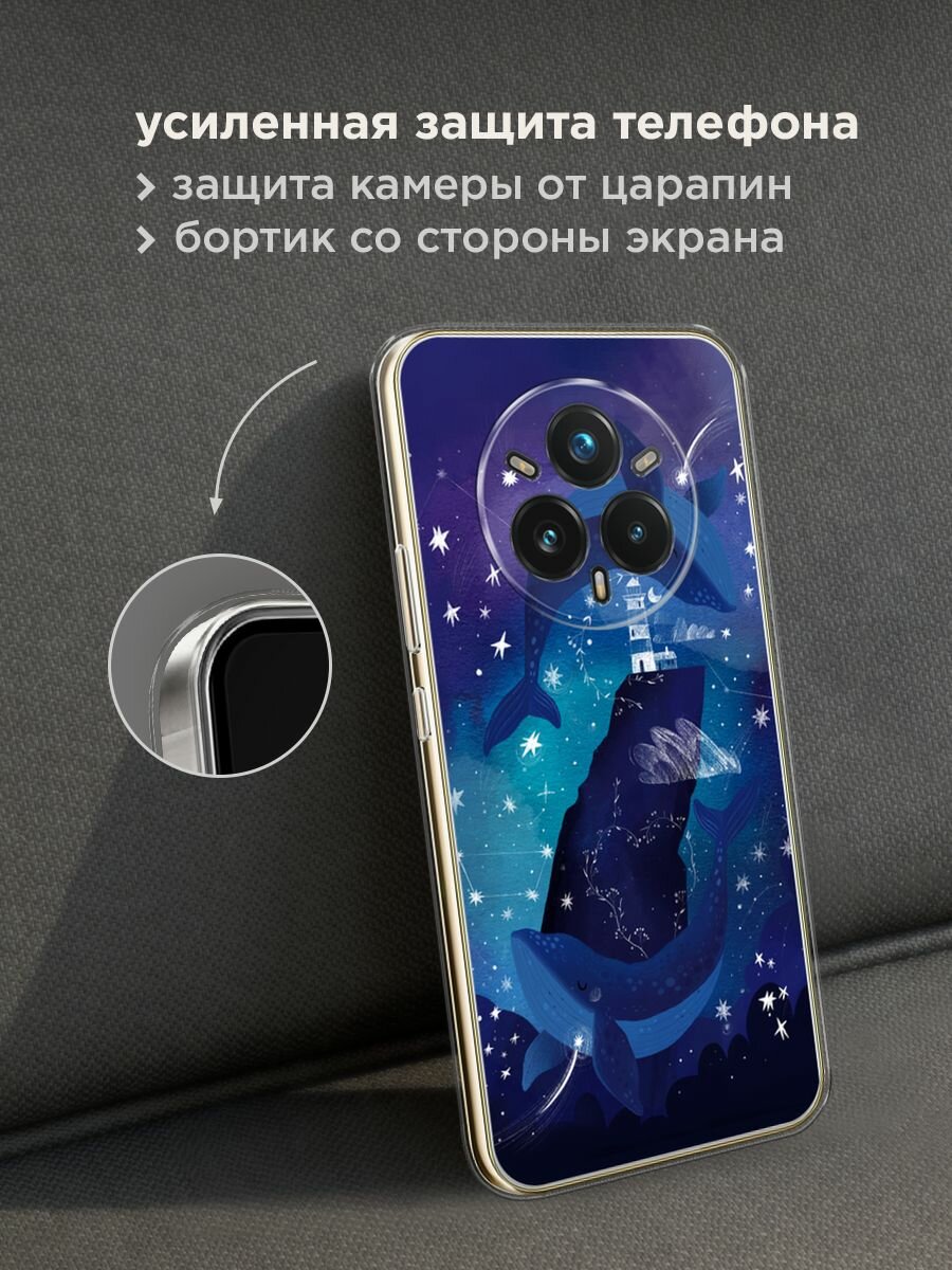 Чехол на Realme 14 Pro+ / Реалми 14 Про+ с принтом "Ночные киты" — фото 1