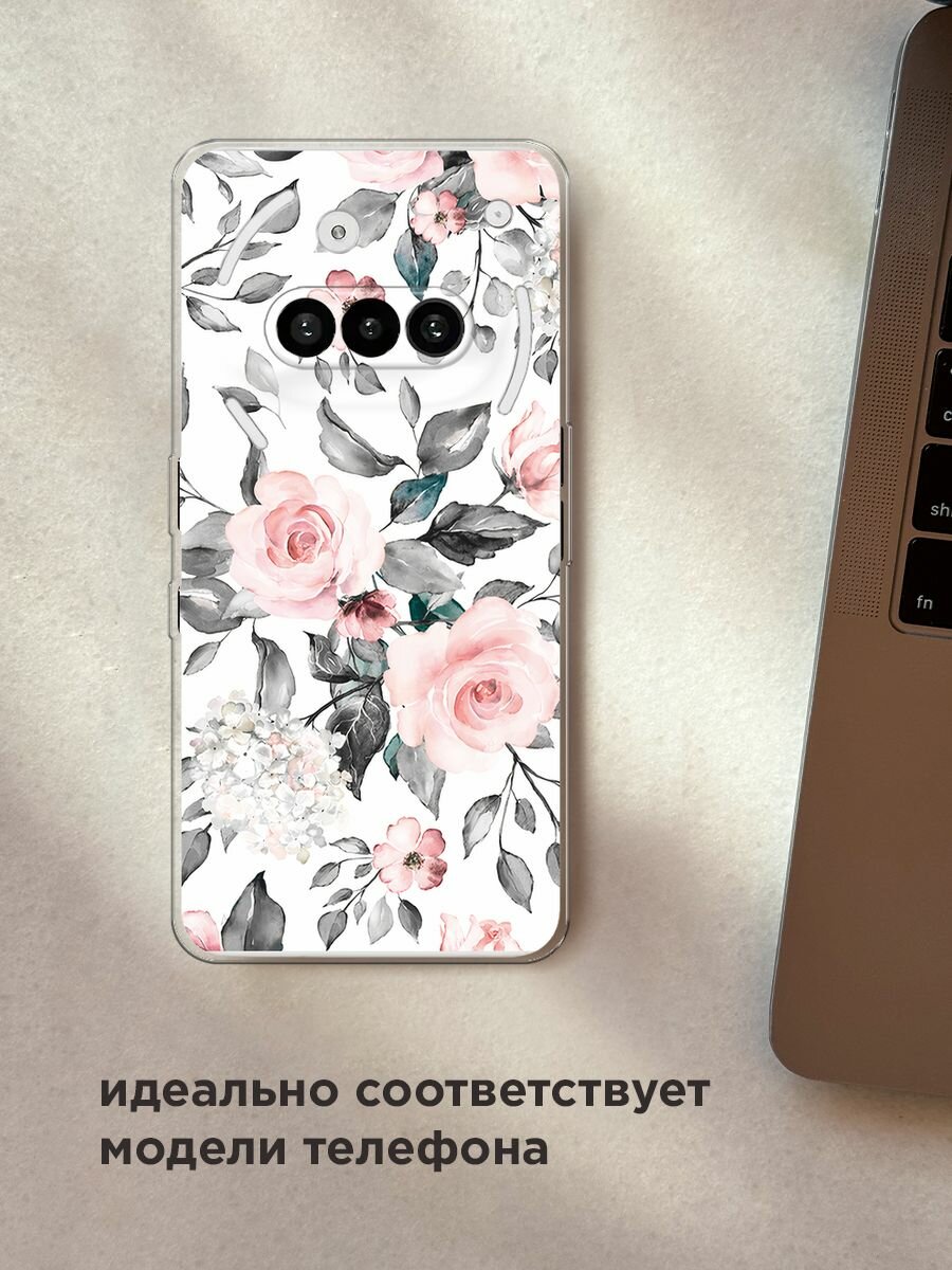 Чехол на Nothing Phone 3a / Нотинг Фон 3а с принтом "Розы на белом" — фото 1