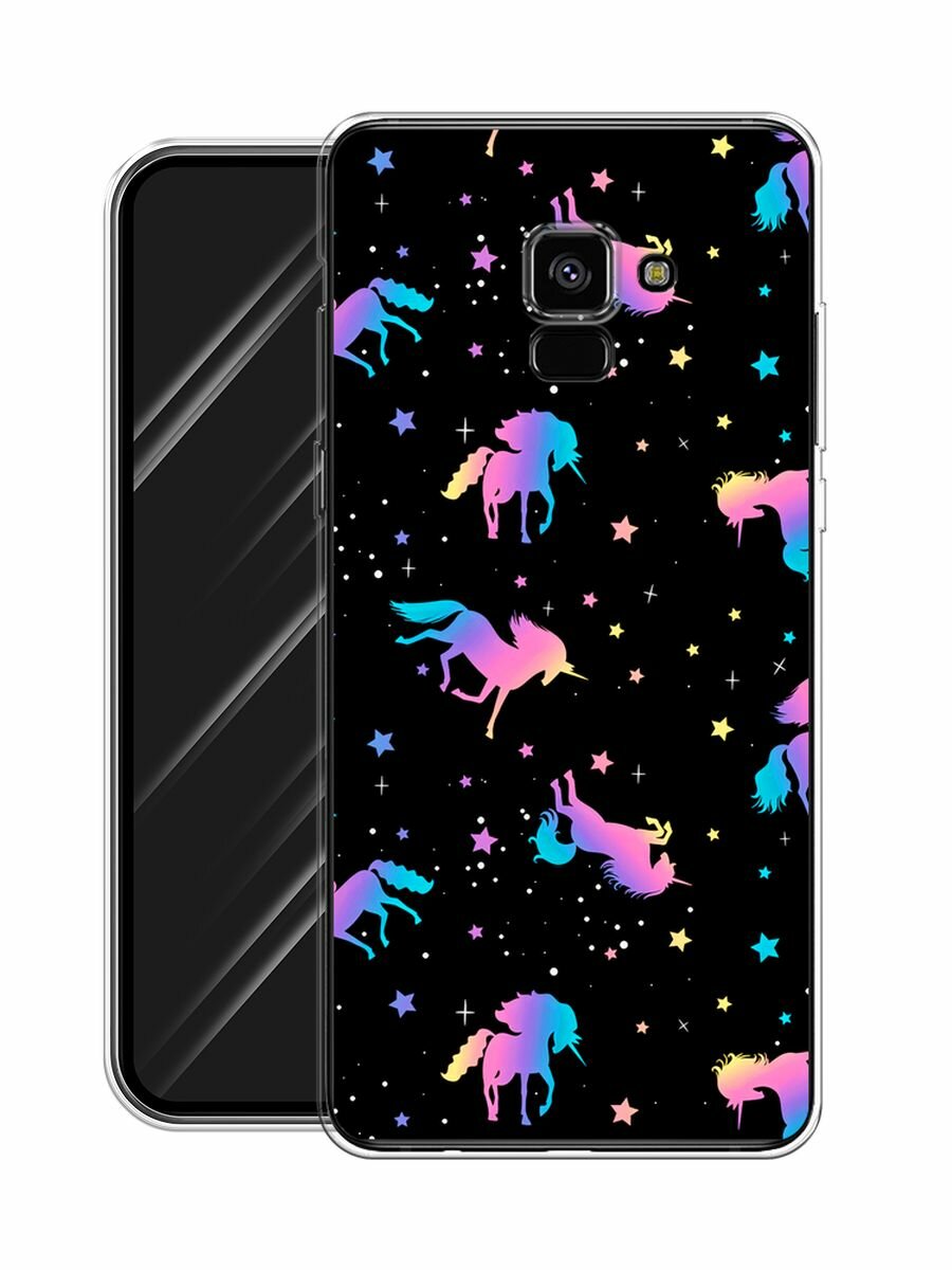 Чехол на Samsung Galaxy A8 + / Самсунг Галакси А8 Плюс 2018 с принтом "Единороги градиент" — фото 1