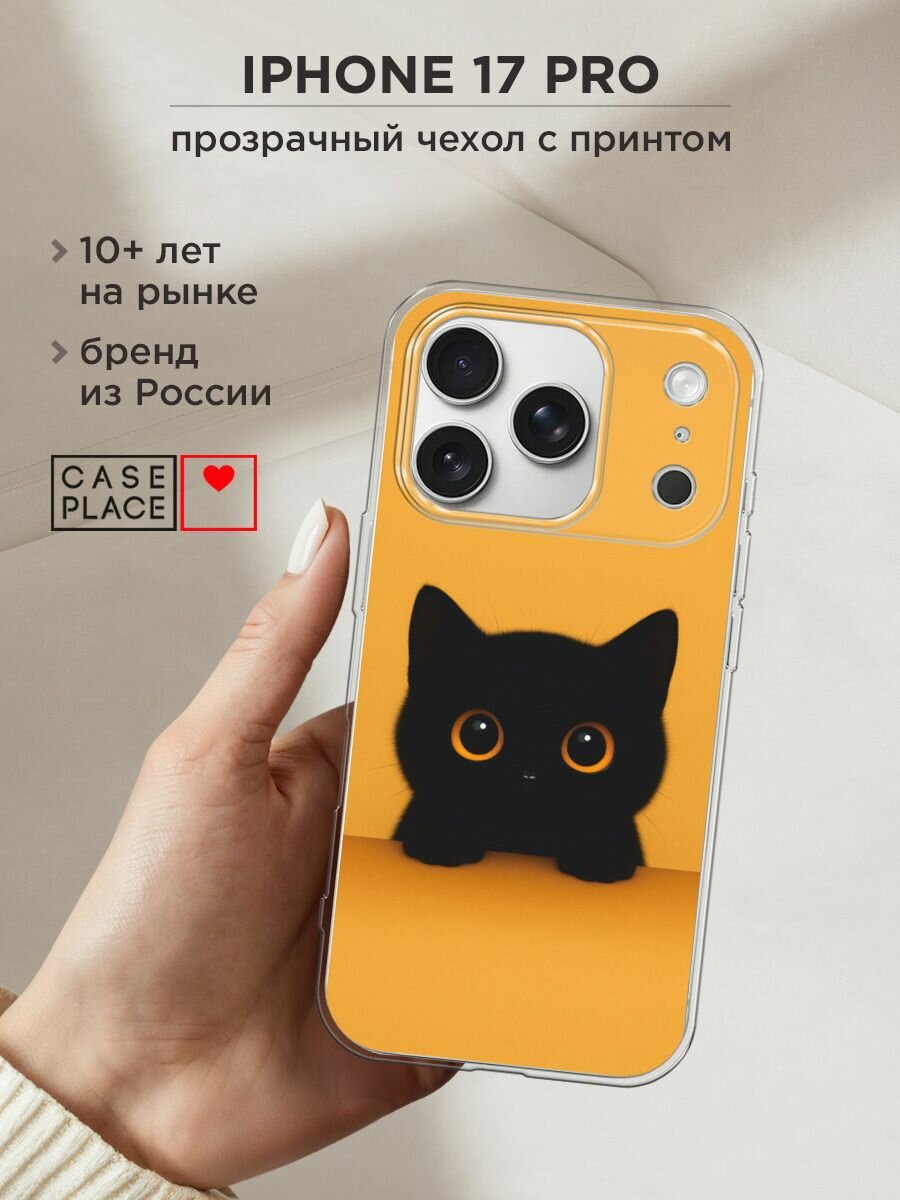 Чехол на Apple iPhone 17 Pro / Айфон 17 Про с принтом "Контрастный котик"