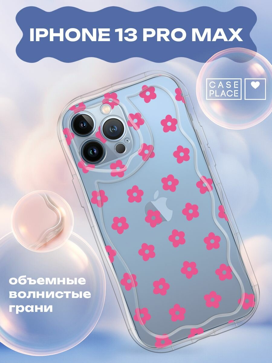 Чехол на Apple iPhone 13 Pro Max / Айфон 13 Про Макс с принтом "Розовые цветы паттерн"