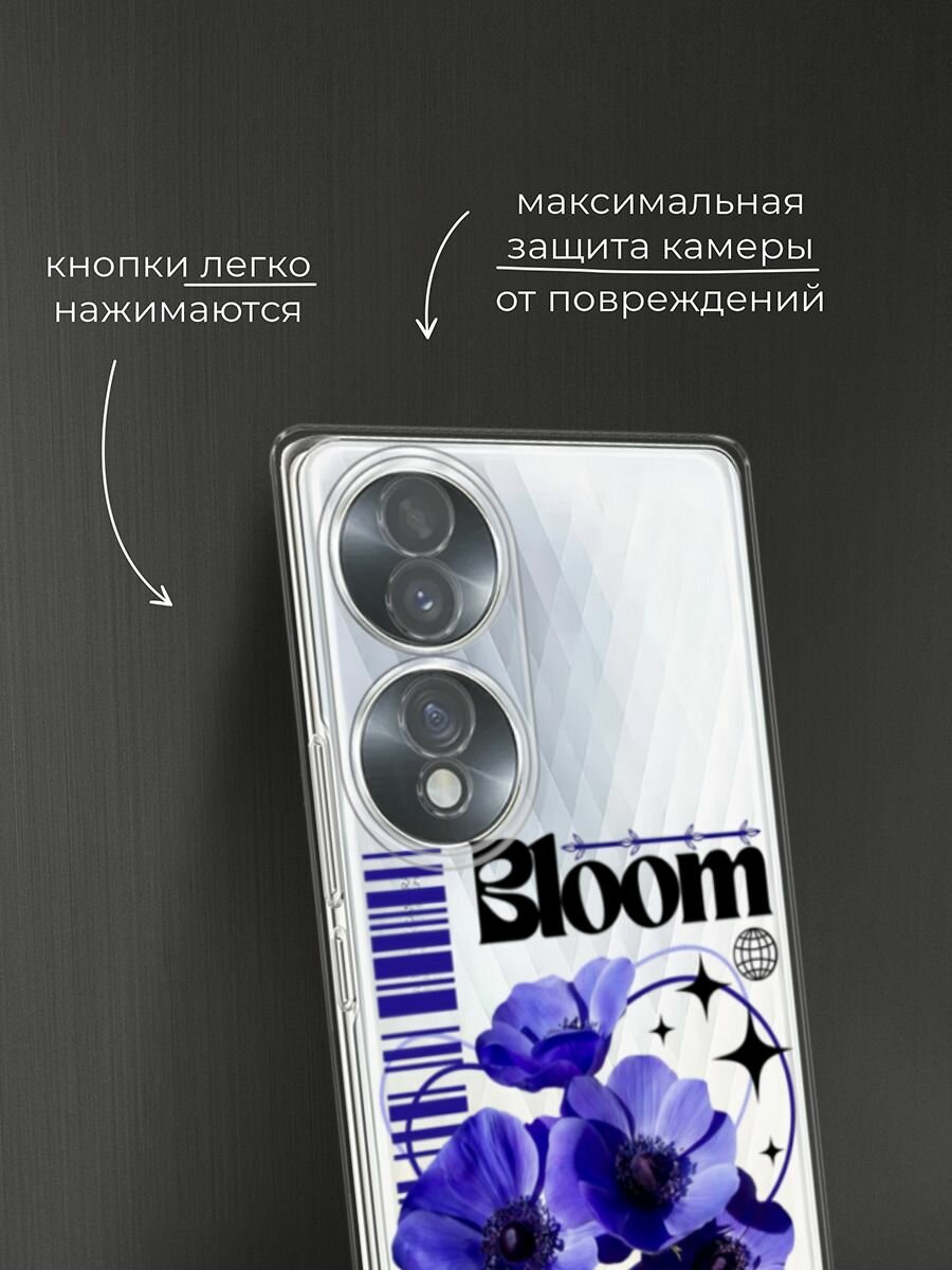 Чехол на Honor 70 / Хонор 70 с принтом "Завораживающие анемоны", прозрачный — фото 1