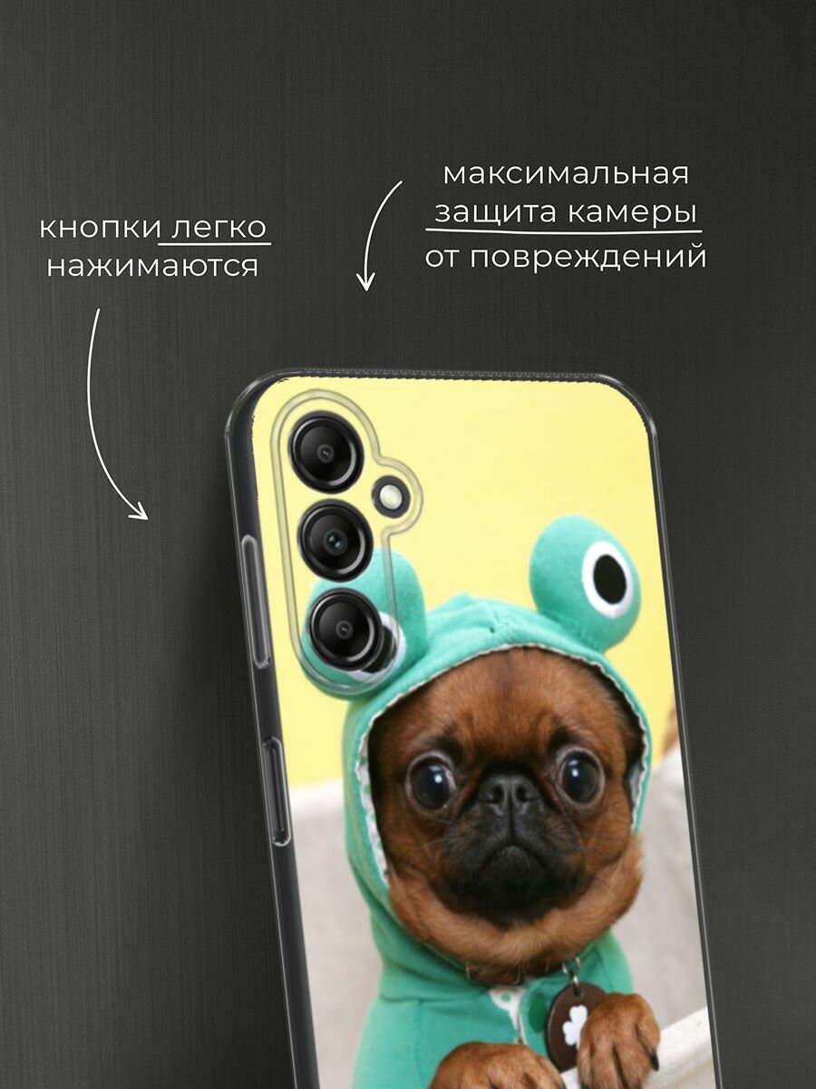 Чехол на Samsung Galaxy A15 / Самсунг А15 с принтом "Собачка в шапке лягушки" — фото 1