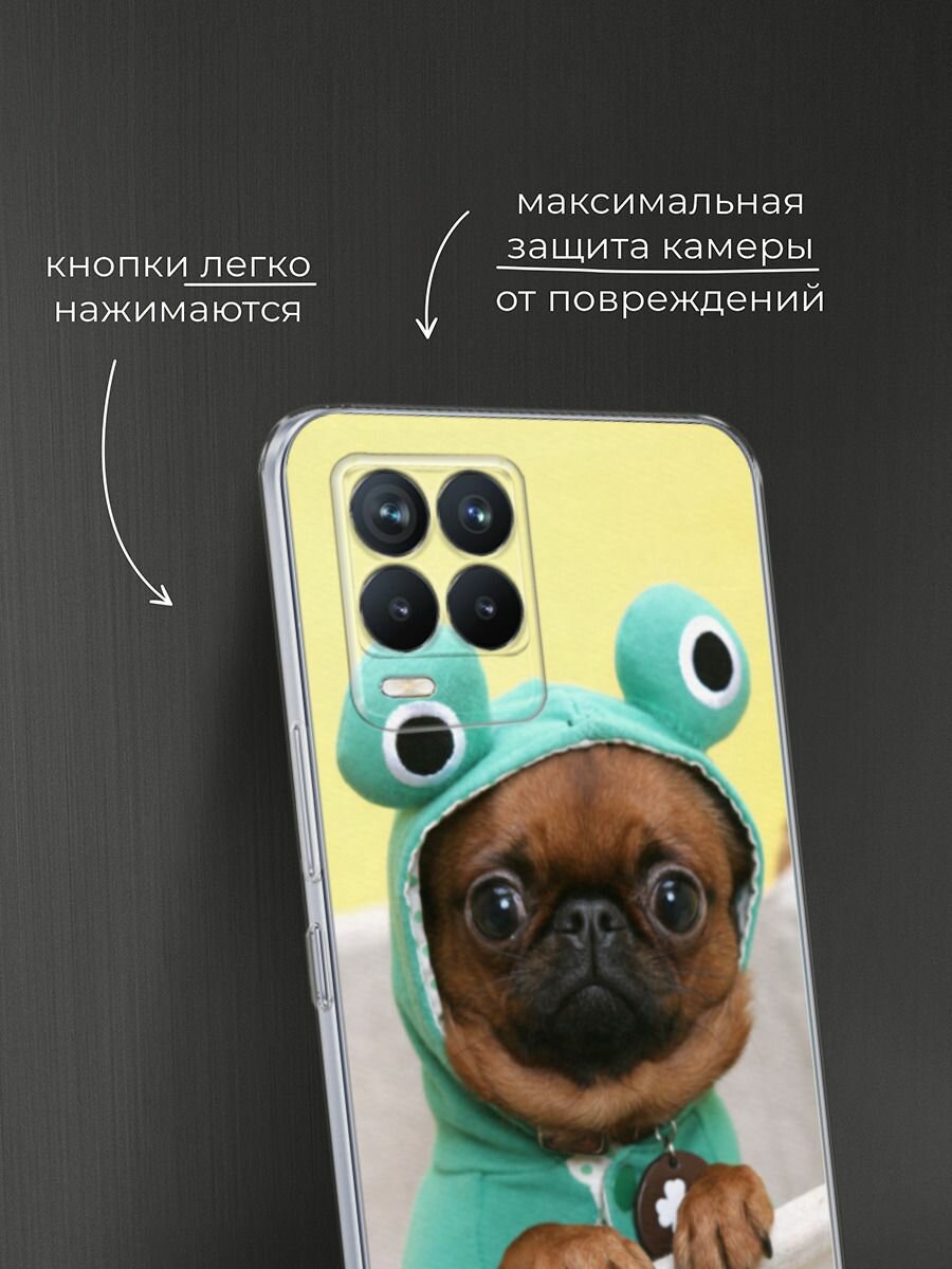 Чехол на Realme 8/8 Pro / Реалми 8/8 Про с принтом "Собачка в шапке лягушки" — фото 1