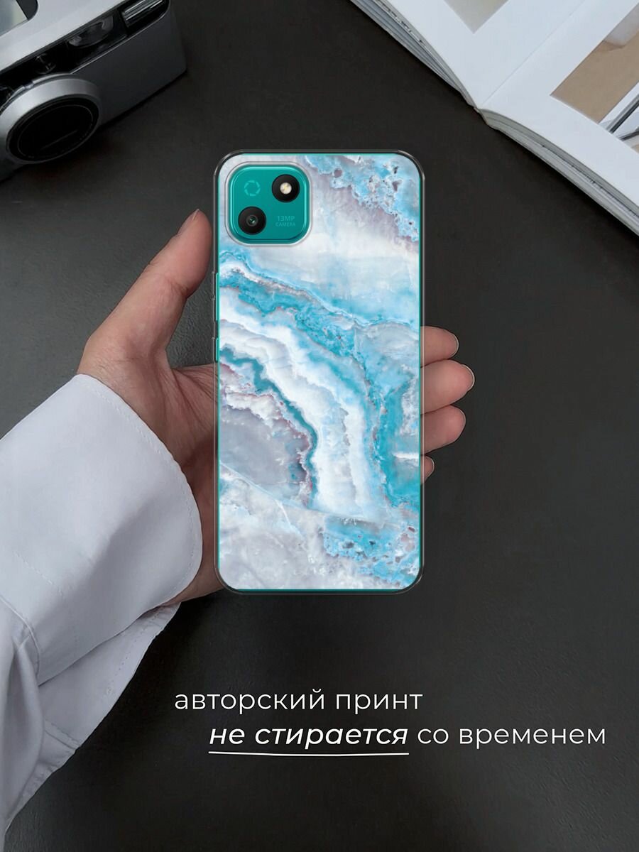 Чехол на Wiko T10 / Вико Т10 с принтом "Нежно-голубой мрамор" — фото 1