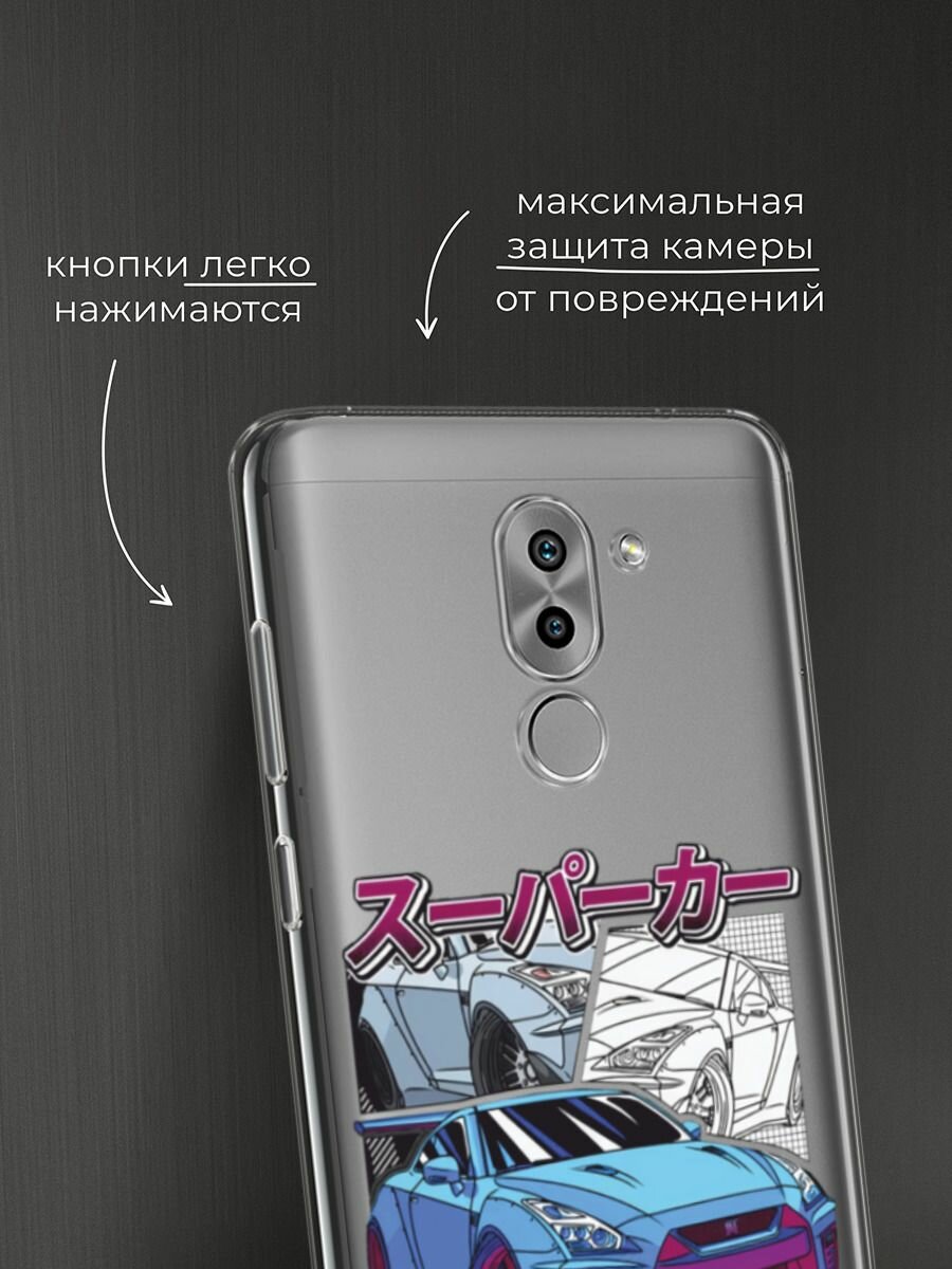 Чехол на Honor 6X / Хонор 6Х с принтом "JDM коллаж", прозрачный — фото 1