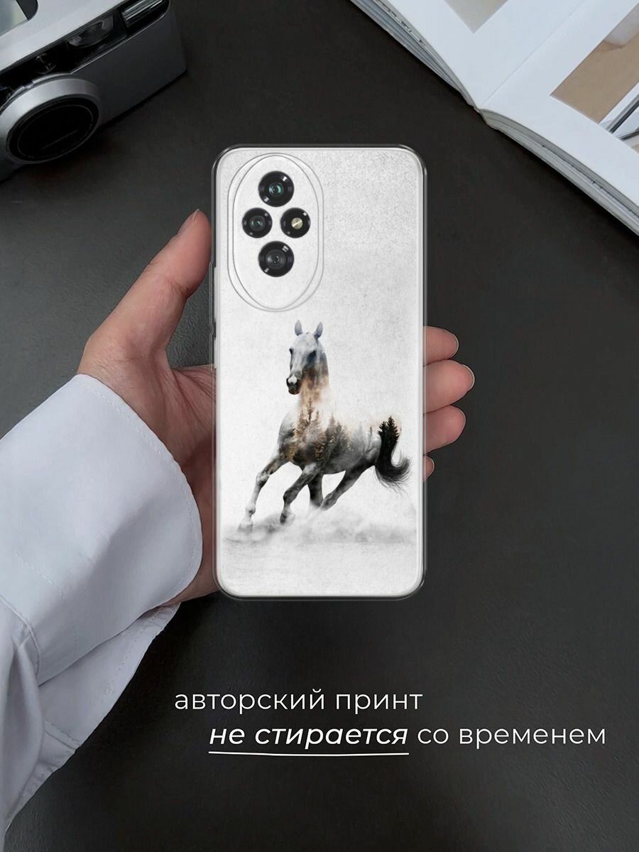 Силиконовый чехол на Honor 200 / Хонор 200 с принтом "Лошадь лес" — фото 1