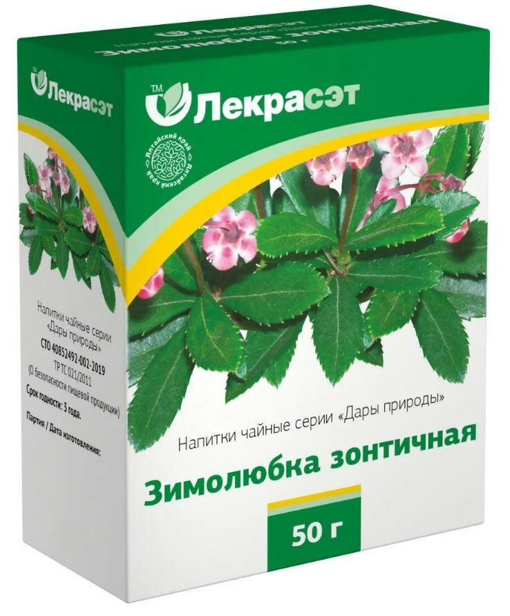 Травяной сбор Лекра-СЭТ зимолюбка, 50 г, обладает тонизирующим, мочегонным, противовоспалительным, вяжущим, желчегонным и ранозаживляющим действием