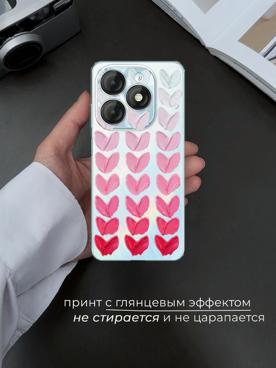 Чехол на Itel P55 / Ител Р55 с принтом "Градиент из сердечек" — фото 1
